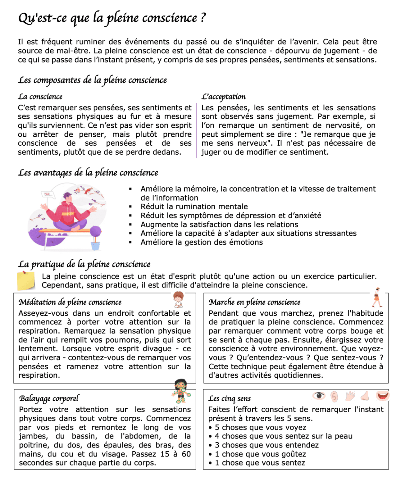 La pleine conscience : définition et 4 techniques à pratiquer [PDF]