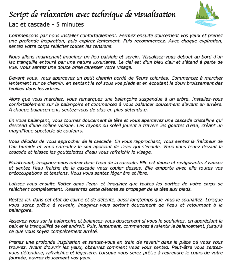Script de relaxation guidée | Technique de visualisation [PDF]
