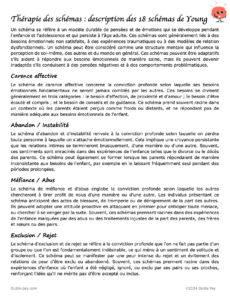 Thérapie des schémas | Tableau des 18 schémas de Young [pdf]
