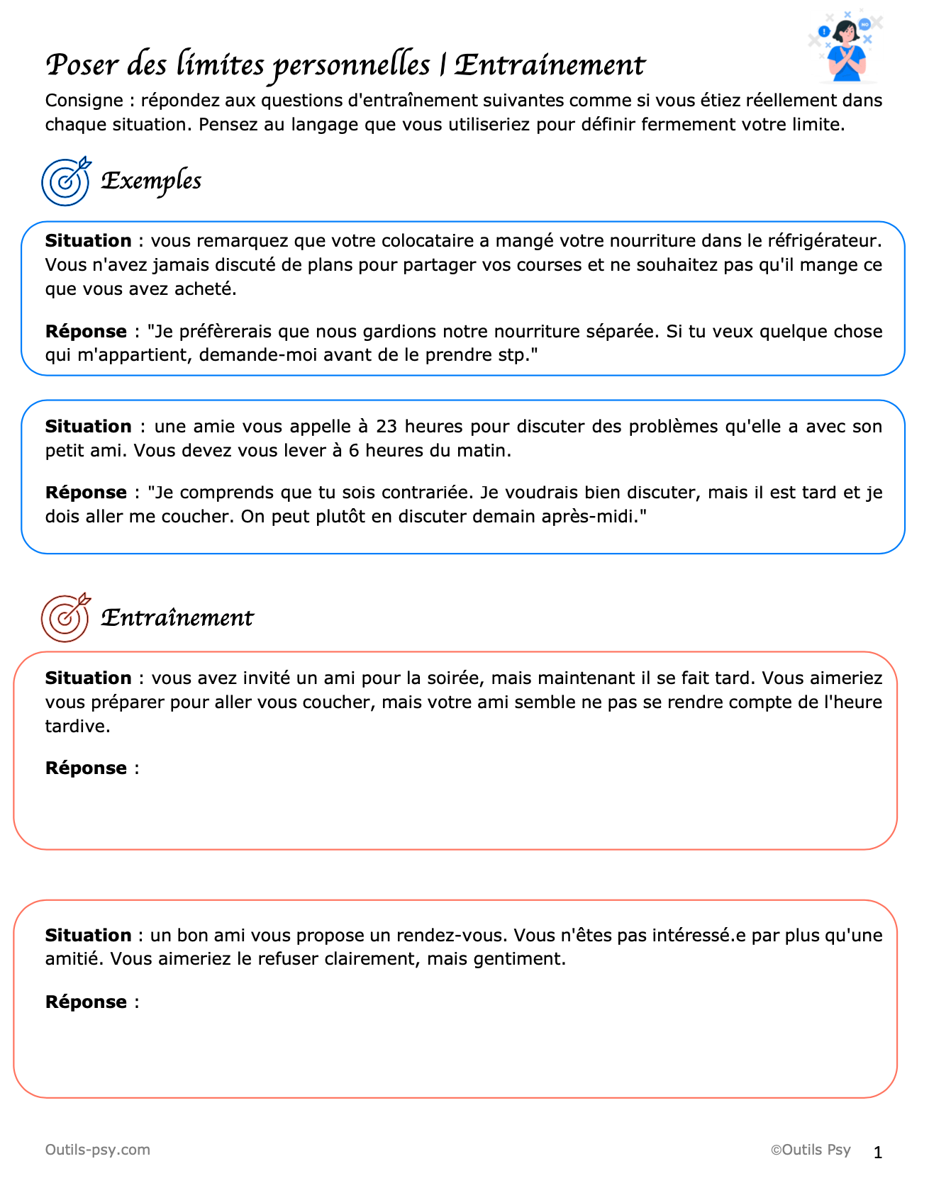 Poser des limites personnelles | Exemples et exercice [PDF]