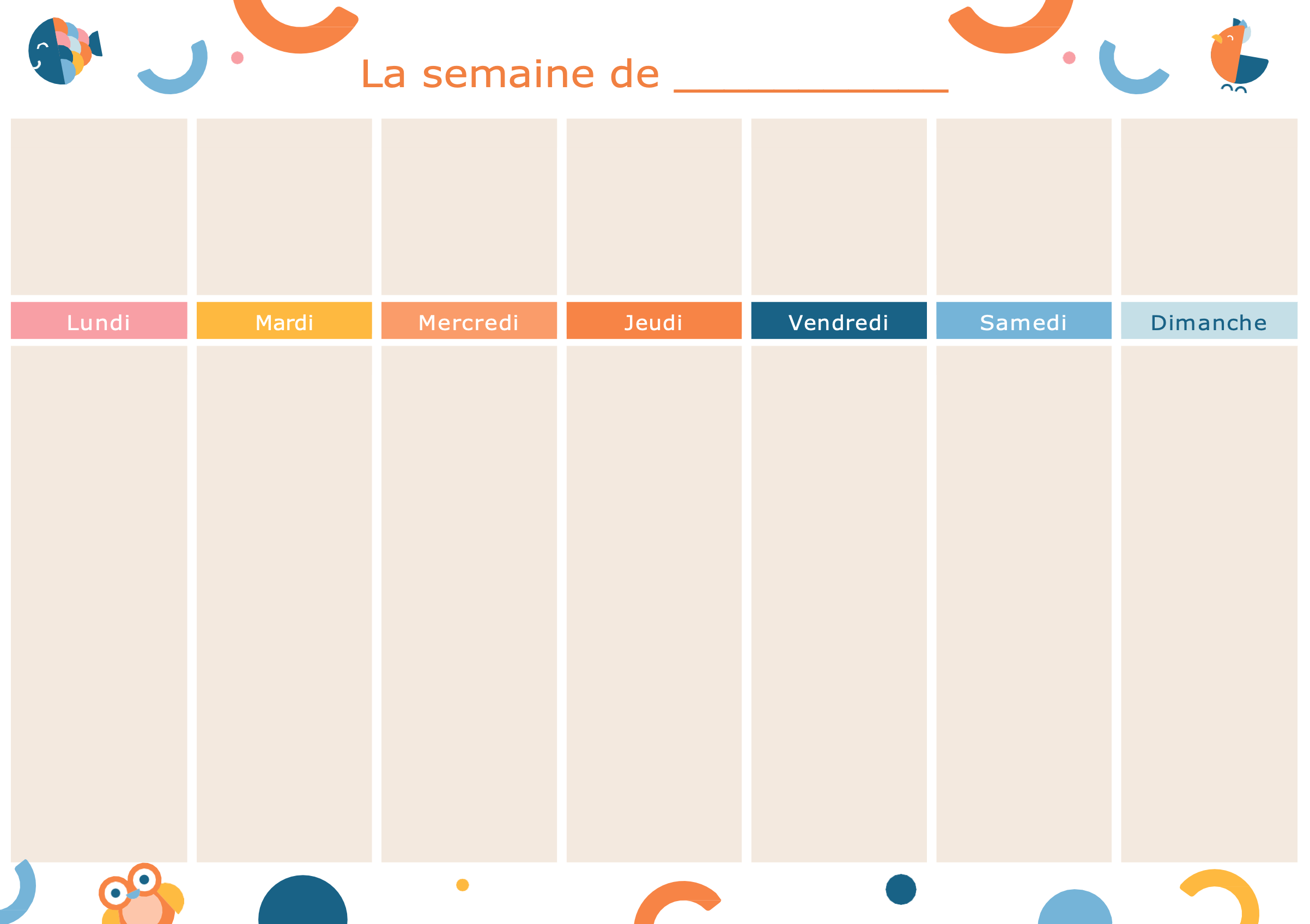 Enfant | Agenda de la semaine à remplir avec des pictogrammes